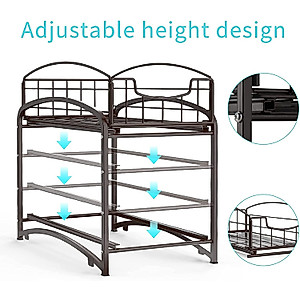 Bextcok Under Sink Organizers And Storage, 2 Tier Pull Out Under Sink Storage For Kitchen With Sliding Drawer, Metal Bathroom Cabinet Organizer Shelf, Pantry Organizers And Storage,Black