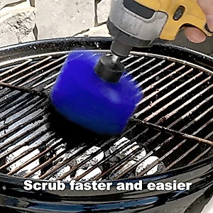 ABN 1/4in Drive Nylon Scrubber Drill Attachment Cleaning Brush 5pc Set with 1pc Extension - Blue Medium Bristle