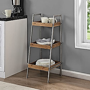 FirsTime & Co. Silver and Brown Garner 3-Tier Storage Shelf for Living Room, Bedroom, Bathroom, Kitchen, Home Office, Metal and Wood, Farmhouse, 13.5 x 13.5 x 34 inches