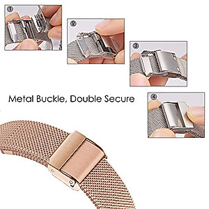 ViCRiOR Bands Compatible with 19mm ID205L Veryfitpro SmartWatch Stainless Steel + Mesh Strap Bracelet Replacement Band for ID205L, ID205G ID205 ID205U ID205S, Rose Gold