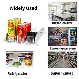 Soda Can Organizer, Fridge Organizer, Self-Pushing Soda Can Organizer, Drink Organizer for Refrigerator, Cabinet, Pantry Convenience stores(3 Rows,12"D)