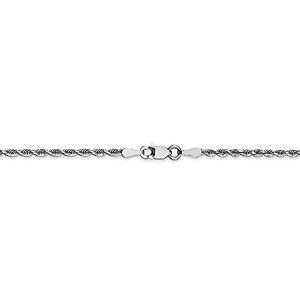 Solid 10k White Gold 2.00mm Diamond-Cut Quadruple Rope Chain Bracelet - with Secure Lobster Lock Clasp 7"
