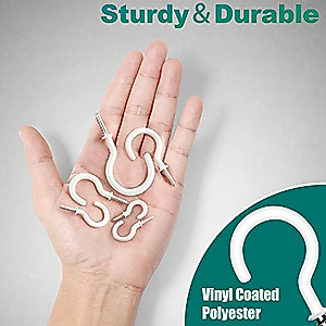 EIENHOSHI Ceiling Hooks, Cup Hooks Screw in Hooks for Hanging, White Vinyl Coated Hooks Kit (2", 1-1/2", 1-1/4", 1'', 7/8", 3/4") -75 Pcs, Small to Heavy Duty