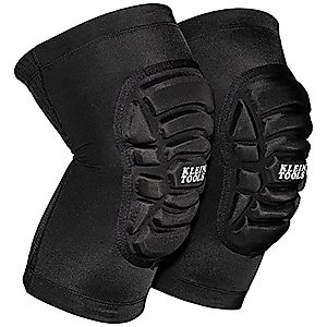 Klein Tools 60614 Knee Pads, Lightweight Padded Knee Sleeves, Breathable Mesh Back, Elastic Cuff with Slip-Resistant Silicone, S/M, Black