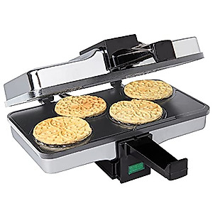 CucinaPro Piccolo Pizzelle Baker - Electric Press Makes 4 Mini Cookies at Once, Grey Nonstick Interior For Fast Cleanup, Must Have Gift or Treat for Parties, Unique Dessert or Summer Baking Gift