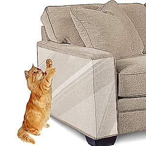 Cat Scratch Deterrent Tape - 12 x 17 Inches 8 PCS - Furniture Protector from Pet Scratch, Clear Double Side Anti-Scratch Cats Training Tape Sheets - Couch, Door, Walls, Carpet Protector – Residue Free