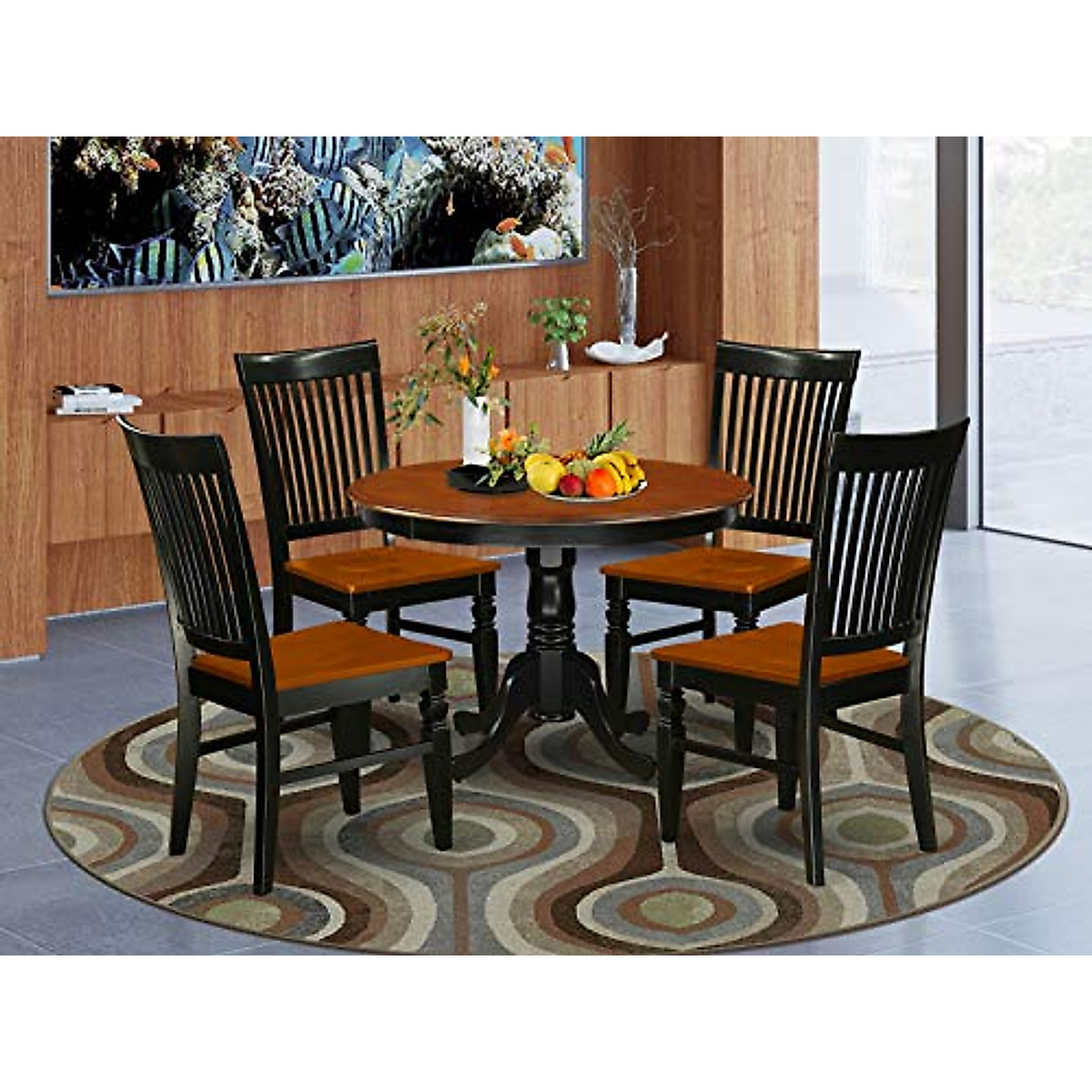 East West Furniture HLWE5-BCH-W Dining Set, 5 Pieces