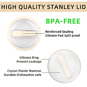 2 Pack 40 oz Tumbler Flip Straw Lid Replacement fit for Stanley Quencher,Reusable Tumbler Cover for Stanley Cup Proof Splash Resistant Tumbler Lids