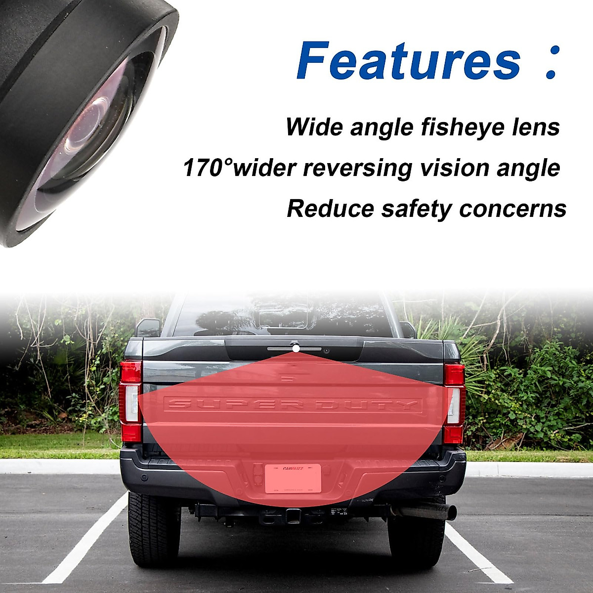 Dngbymx Rear View Backup Camera Compatible with Ford F250 F350 F450 F550 Super Duty 2017 2018 2019 2020 2021 2022 Replace# JC3T-19G490-AD 6 Pins