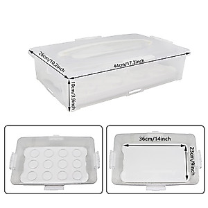 FEOOWV Plastic Cake and Cupcake Carrier Holder, Large Portable Storage Container for Storing 12 Cupcakes or 1 Large Cake, White