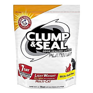 ARM & HAMMER Clump & Seal Odor Sealing Lightweight Multi-Cat Scented Clumping Cat Litter with 7 Days of Odor Control, 18 lbs. (Packing May Vary)