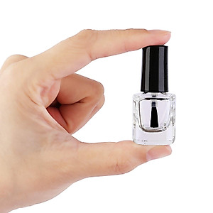 Yebeauty 20 PCS Empty Nail Polish Bottle, 5ml/0.17oz Refillable Clear Glass Bottles Vials Container with Soft Brush Cap Funnels Set for Nail Art Sample, Black