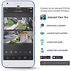 Amcrest Full HD 1080P 1920TVL Bullet Outdoor Security Camera (Quadbrid 4in1 HD-CVI/TVI/AHD/Analog), 2MP 1920x1080, 129° FOV, Black AMC1081BC28-B-V4