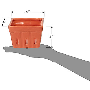 Red Co. Set of 4 Textured Stoneware Colander Square 4 inch Multicolor Berry Baskets