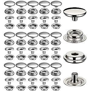 240 Pieces Stainless Steel Snap Fastener, BetterJonny 15mm Heavy Duty Snap Button Press Stud Cap for Marine Boat Canvas Bag Leather DIY Craft
