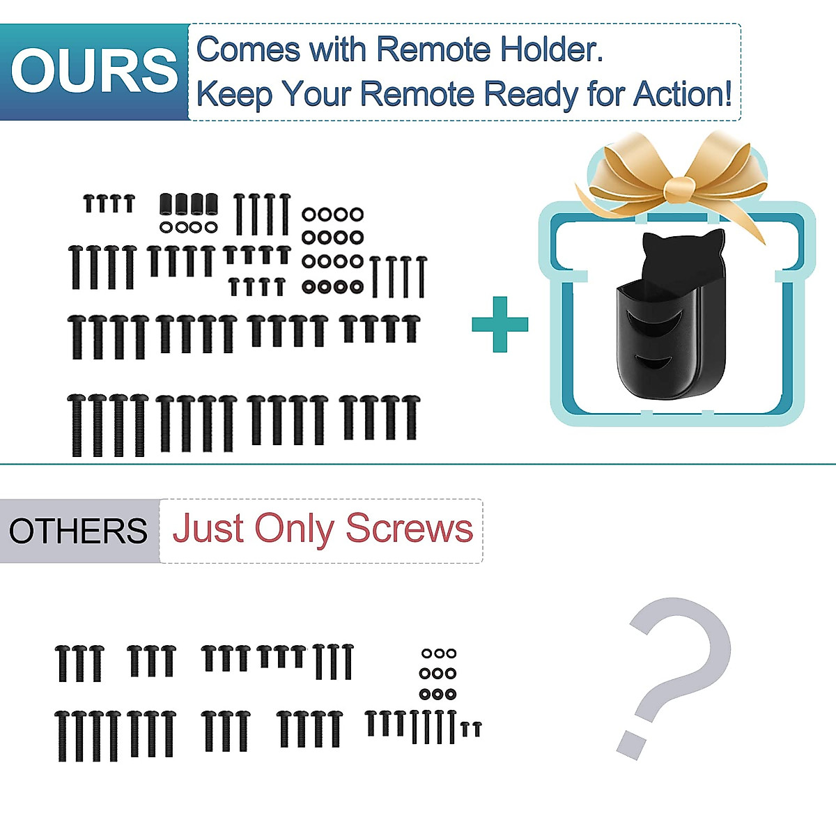 Samsung LG Vizio TV Mount Screws Kit with Remote Holder, Includes M4 M5 M6 M8 Screws, Washers, Spacers for Wall Mounting up to 80 in