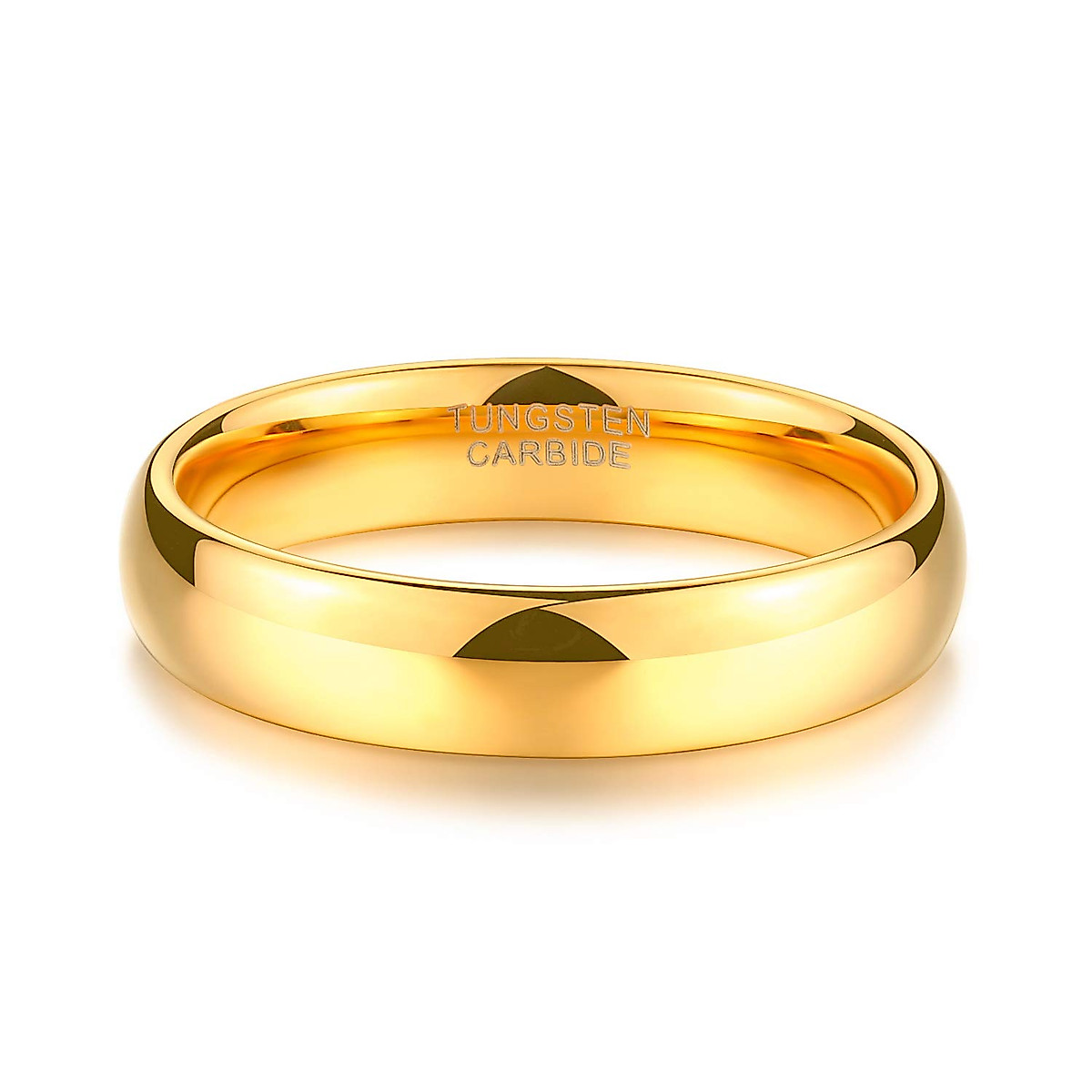 TRUMIUM 4mm Tungsten Wedding Band Ring for Men Women Gold Plated Domed High Polished Comfort Fit 8.5