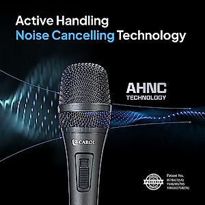 CAROL Dynamic Microphone Professional Vocal Performance with Cardioid Unidirectional Pattern and Advanced AHNC Noise Cancelling Technology, for Stage, Singing, Metal Matiriel with Switch (AC-910S)
