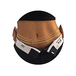 Boho Waist Belly Chain Gold Layered Heart Body Chains Summer Beach Bikini for Girls and Women