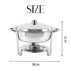 Restlrious Chafing Dish Buffet Set 3 Pack Round Stainless Steel Chafers and Buffet Warmers Sets Full Size w/Water Pan, Food Pan, Fuel Holder and Lid 5 QT, for Catering Party Event Serving