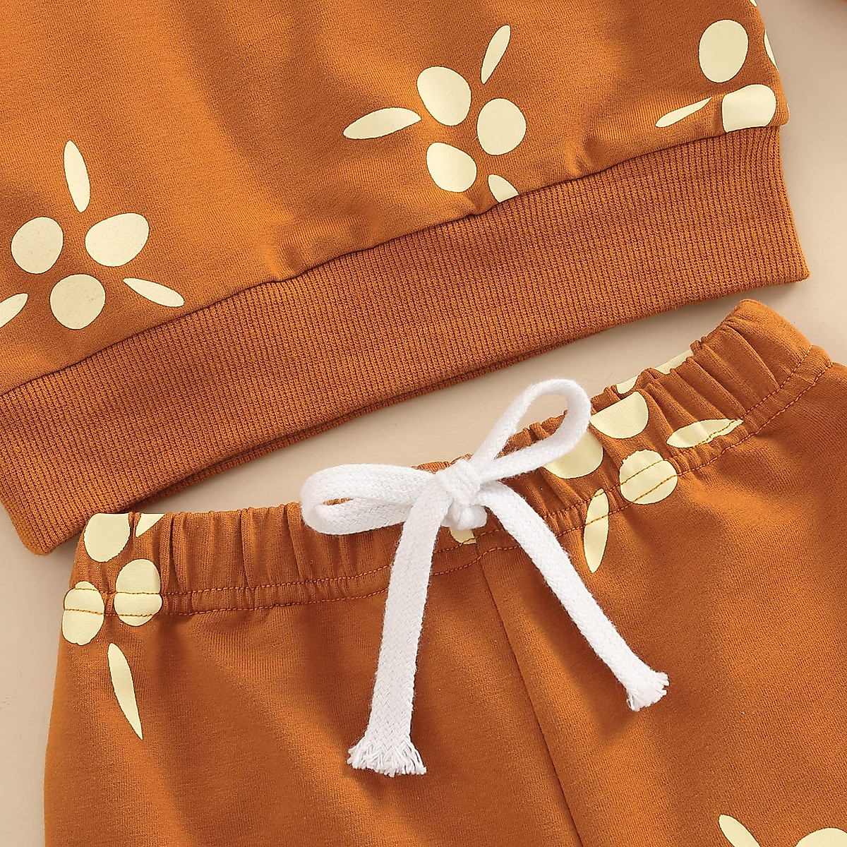 Baby Girl Fall Clothes Long Sleeve Sweatshirts Tops and Pants Set 2 Piece Toddler Girl Cute Floral Outfits (Ginger,18-24 Months)