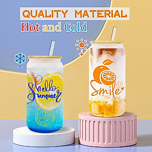 Kocdam 12 pack Sublimation Glass Cups with Bamboo Lids and Straws, Frosted 16oz Blanks Sublimation Beer Cans, Borosilicate Glasses, Sublimation Tumblers for Beer, Juice, Soda, Iced Coffee