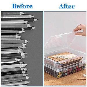 LDXDRU 3Pcs Craft Storage Boxes with Hinged Lids, Transparent File Box, Plastic File Storage Box, Documents Storage Boxes Clear Plastic Storage Box with Lid for A4 Files, Crafts, Magazines, 12" x 8.6"