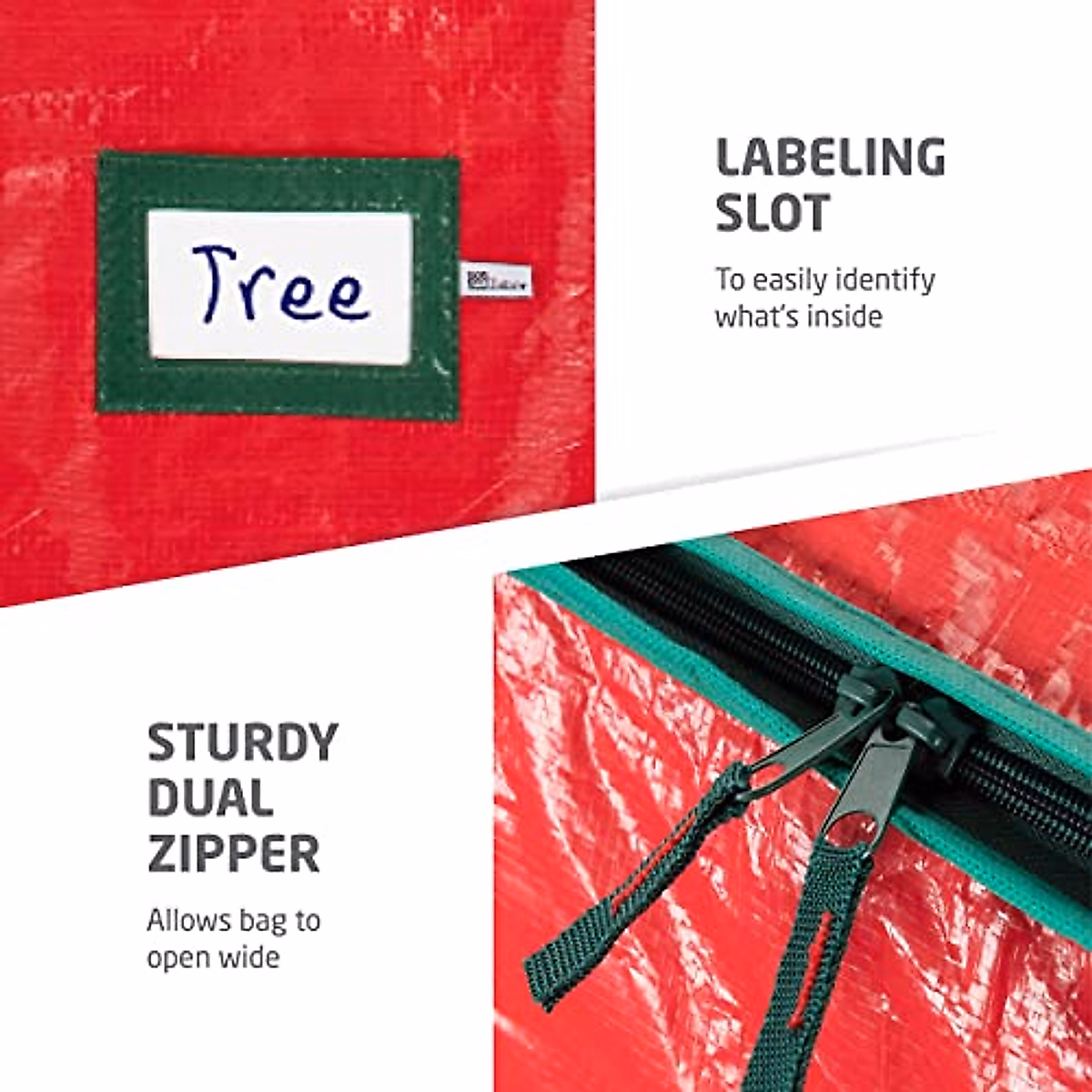 Zober 2-Pack Artificial Extra Large Christmas Tree Storage Bag - Fits Up to 9-Foot Holiday Xmas Disassembled Trees with Durable Reinforced Handles & Dual Zipper - Waterproof Material Protects from Dust, Moisture & Insects (Red)