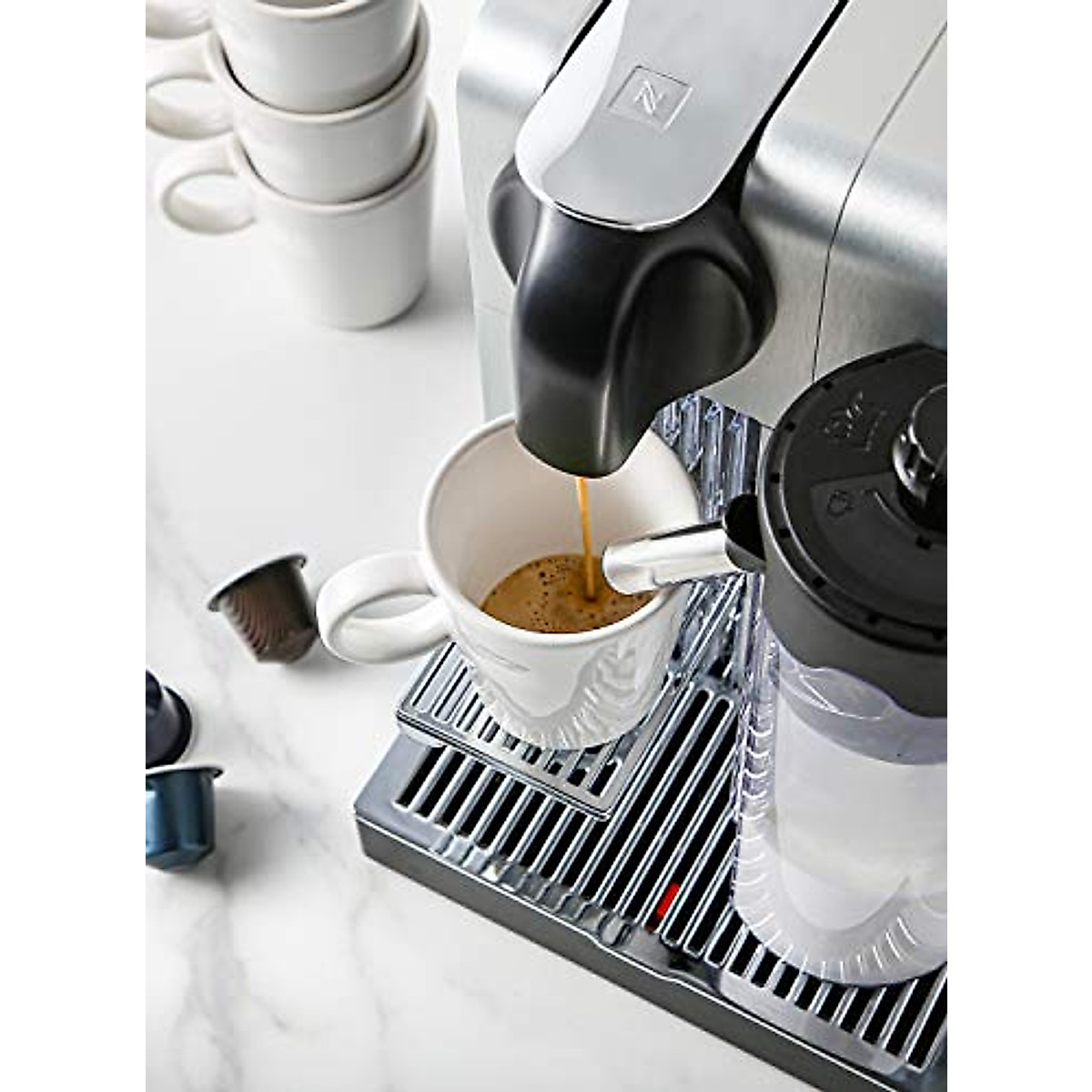 LE TAUCI 5 Ounce Espresso Mugs, Designed for Nespresso Lungo, Cappuccino, Tea, Ceramic Stackable Coffee Cup Perfect for Espresso Machine and Coffee Maker, Set of 4, White