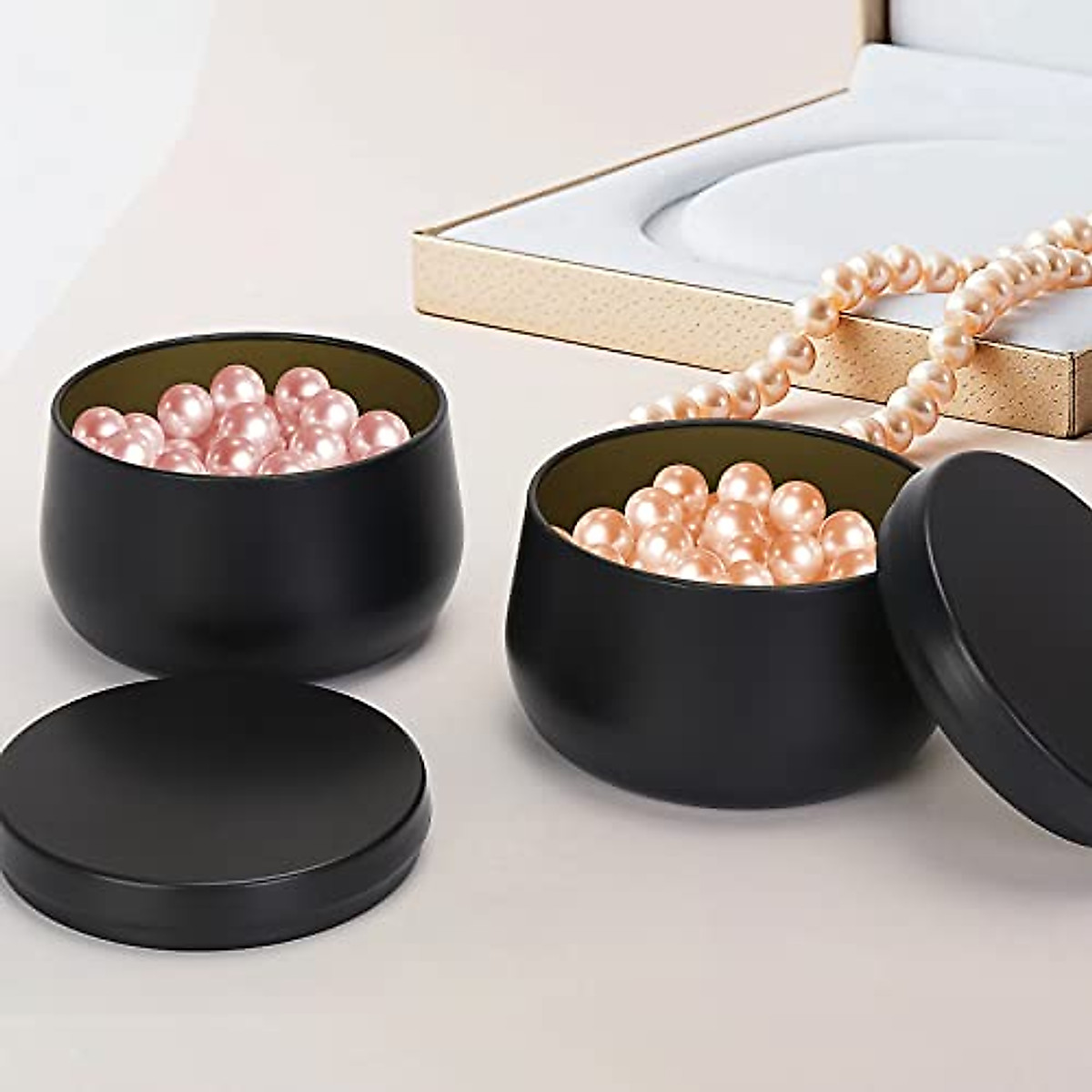 Beyoung Candle Tin Cans 24 Pieces, 8 oz Round Metal Candle Jars with Lids, Ideal for Candles Making/Arts & Crafts/Storage Gifts,Black