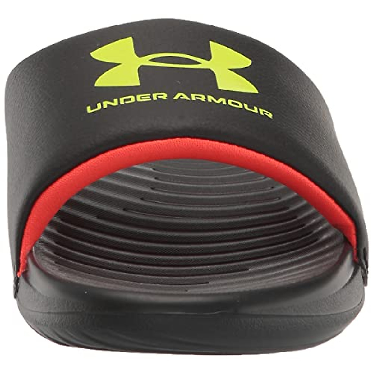 Under Armour Boy's Ansa Fixed Strap Slide Sandal, (007) Black/Black/Yellow Ray, 6 Big Kid