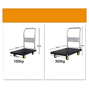 Generic Push Cart Hand Trucks Utility Carts Platform Trucks, Folding Cart with Wheels, Foldable Heavy Duty Trolley (Color : 90X60CM)