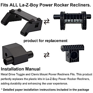 Recliner Replacement Parts for Lazy Boy Metal Drive Toggle and Clevis Mount Compatible with La-z-boy Power Recliner Replacement Parts Replace for Lazyboy Electric Recliner Parts