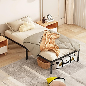 Kinshionroyal 18 Inch Twin Bed Frame Heavy Duty Metal Frames No Box Spring Needed, Metal Platform Bed Frames with Storage Space Under Frame, Easy Assembly, Noise Free, Black