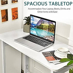 MJWDP Folding Desk Office Computer Desk PC Laptop Writing Desk Home Office Workstation White Portab