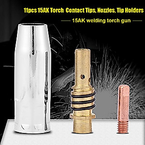 11 Pcs Contact Nozzle Tip Holder,15AK MIG Welding Torch Nozzle Contact Tips Holder Kit