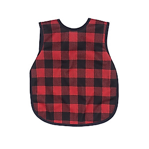BapronBaby Red Buffalo Plaid Bapron - No Neck Tie Safer Bib for Baby & Toddler - Soft Waterproof Stain Resistant - Machine Washable - Sz Baby/Toddler 6m-3T