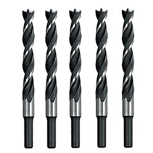 Brad Point Drill Bit Set 7/16 in. 5Pcs Spur Point Stubby Woodworking Drill Bits