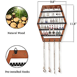 handrong Hexagon Hanging Earring Organizer Wall Earring Holder Wall Jewelry Holder Wall Jewelry Organizer For Earrings Necklaces Bracelets