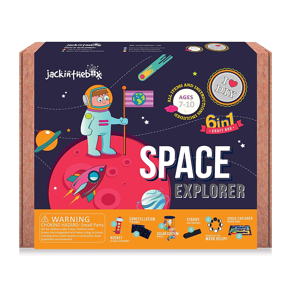 jackinthebox Space Science 6-in-1 Craft Kit Gift for Kids Ages 6-10, Solar System Science Kit for Kids, Space Toys for Kids, Easy DIY STEM Toy for Boys and Girls Ages 6 7 8 9 10