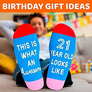 Zmart 21st Birthday Gifts for Female Male, Gifts for 21 Year Old Man Woman, 21 Year Old Birthday Gifts Socks for Her Him