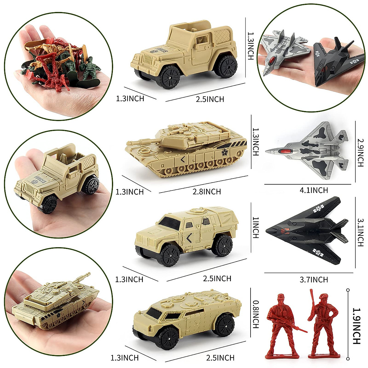 LOVE LIFE 62 Pieces Military Base Set Army Men Toy Mini Action Figures Playset with Vehicles,Soldiers and Play Map Birthday Gifts for 3 4 5 6 7 8 Year Old Boys Girls Kids