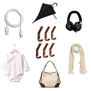 LONANGG 6 PCS Wooden Hook Retro Hook Black Walnut Coat Hook Wall Mount - Handcraft hat Rack for Clothes hat Hanger Towel, Wooden Wall Hanger Wall Organizer Decoration