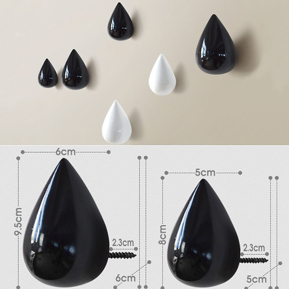 E Support Simple Water Drop Shaped Coat Hanger Wall Mounted Decorative Hooks Hat Rack for Hanging Bathroom Dressing Room Decoration