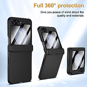 LEIAU for Samsung Galaxy Z-Flip-5 Case: [Full Cover Hinge Protection] Slim Phone Case for Women and Men with Screen Protector Volume Key Protection Wireless Charging for Galaxy Z Flip 5 5G(2023)