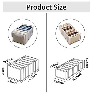 Xiaoxiuqiu Wardrobe Clothes Organizer For Folded Clothes（2pcs）, 7 Grids closet organizer Drawer Dividers For Jeans leggings In Bedroom,Mesh Plastic White (M-Jeans Grid + S-Leggings Grid)