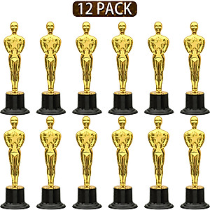 Sawowkuya 12 Pack 6'' Plastic Gold Star Award Trophies for Party Decorations, Party Favors, Movie Night Party Favor, School Award, Game Prize, Party Prize and Appreciation Gifts