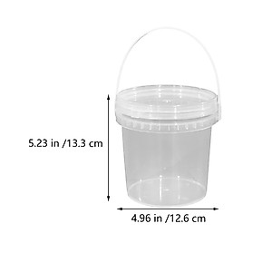 UPKOCH 2 Pcs Plastic Food Storage Containers 32oz Ice Cream Bucket with Lid and Handle Clear Soup Pails Airtight Container for Snacks Deli Food Fruit