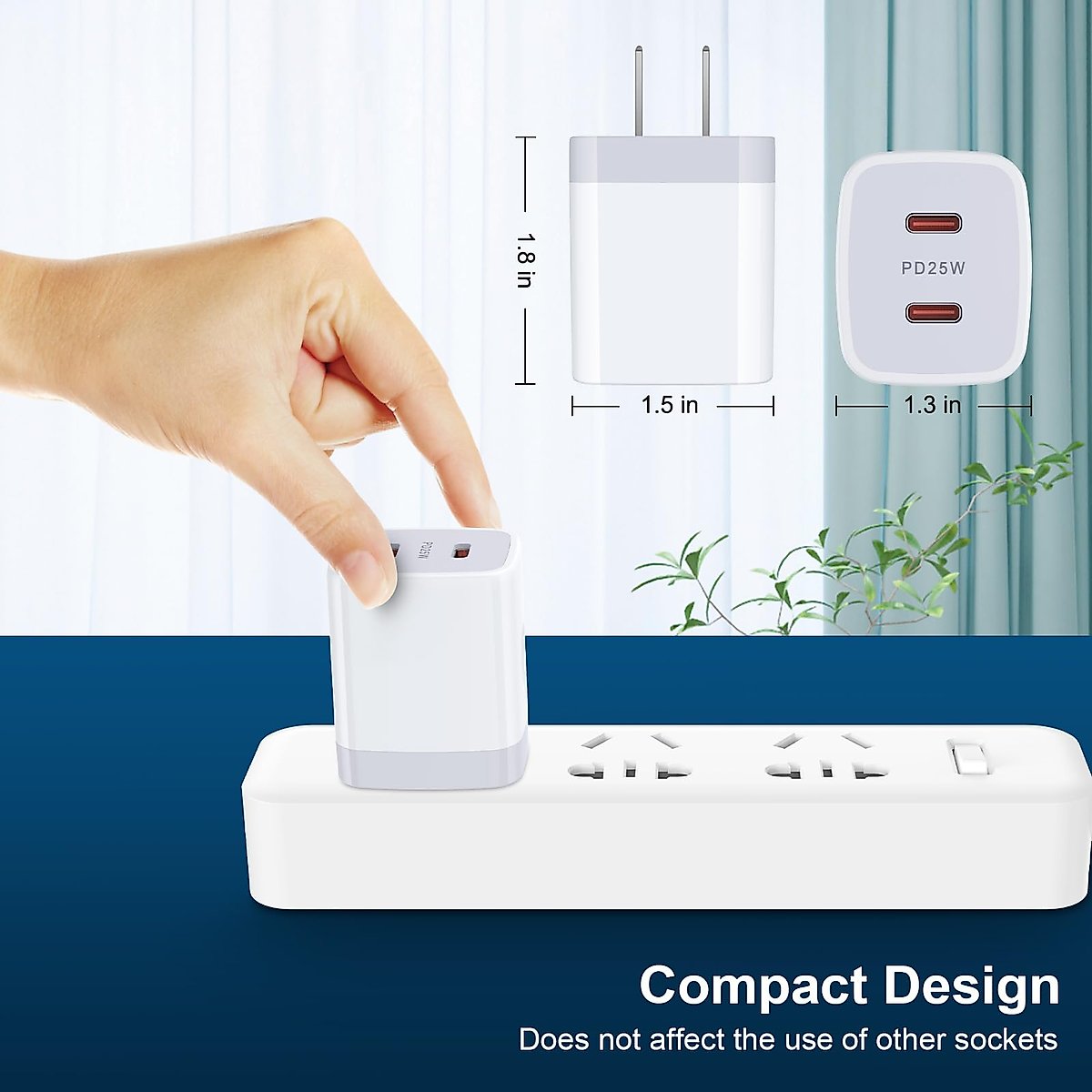 25W USB C Fast Charger Block, Type C Wall Charger Plug Dual PD Power Adapter C Charger Cube Box for Samsung Galaxy A15 S24 Ultra S23 FE A14 A54 A03s S22 S21 S20,iPhone 15 14 13 12 11 SE,Pixel 8 Pro 7a