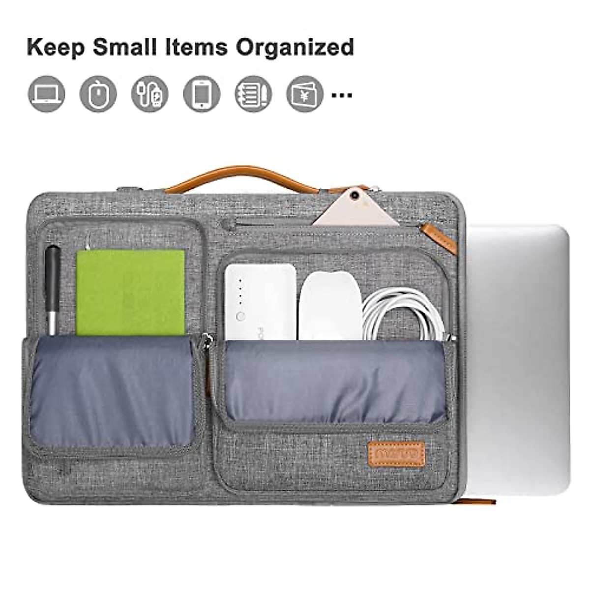 MOSISO 360 Protective Laptop Shoulder Bag, 15-15.6 inch Computer Bag Compatible with MacBook Pro 16, HP, Dell, Lenovo, Asus Notebook, Side Open Messenger Bag with 4 Zipper Pockets & Handle, Gray